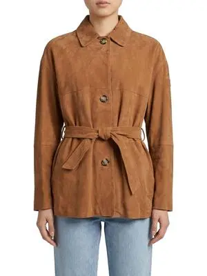 Peuterey Suede Leather Belted Jacket - Brown