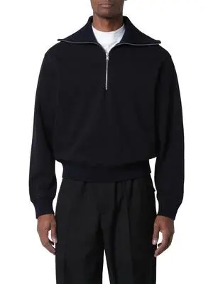 JIL SANDER Quarter Zip Ribbed Sweater - Blue