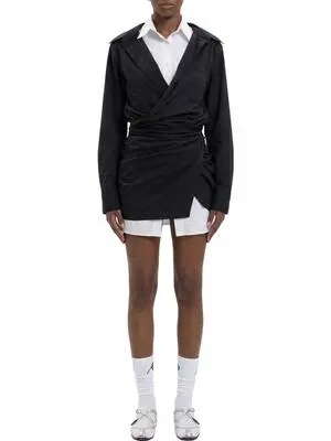 Attico Ruched Wrap Dress - Black
