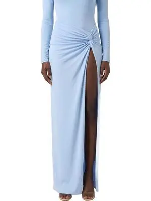 Andamane Knot Detailed Maxi Skirt - Gnawed Blue