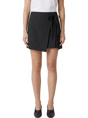 Sportmax Wrap Skirt With Pin Stripes - Black