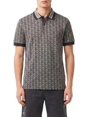 Lacoste Monogram Jacquard Polo Shirt - Grey