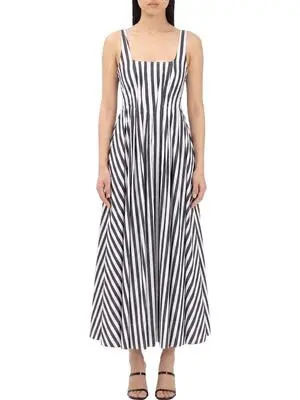 Sportmax Striped Square Neck Midi Dress - Black