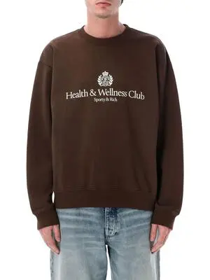 SPORTY & RICH Health & Wellness Club" Crewneck Sweatshirt - Brown