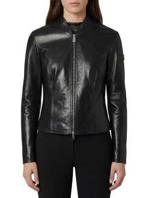 Peuterey Leather Bomber Jacket - Black