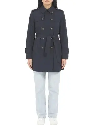 Peuterey Polyester Double Breasted Trench Coat - Blue