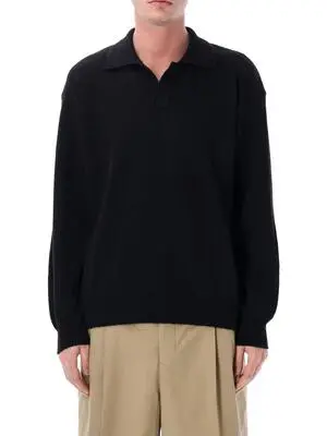 ROBERTO COLLINA Cotton Knit Polo Shirt - Black