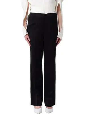 TOTEME Linen Blend Straight Leg Trousers - Black
