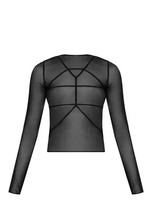 Rick Owens Transparent Turtleneck Top - Black