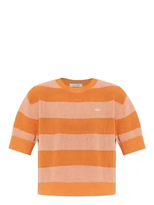 Lacoste Striped Knit Top - Orange