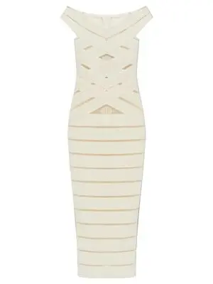 Balmain Dress With Shimmering Sequins - Cream