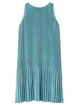 JOSEPH Rida Plissé Mini Dress - Chambray