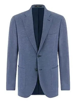Boggi Milano Pinpoint Single-breasted Cotton-blend Blazer - Blue