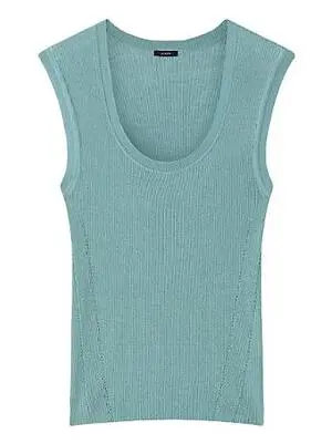 JOSEPH Alaou Ribbed Knitted Tank Top - Chambray