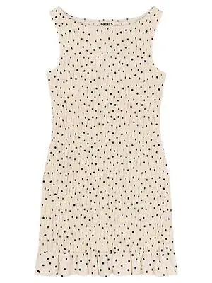 OMNES Polka-dot Cotton Mini Dress - White Polka Dot