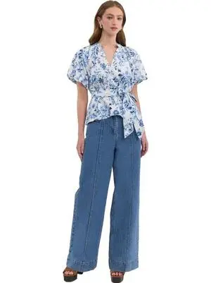 Rebecca Taylor Emelia Printed Blouse - Alaskan Blue Multi