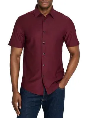 BROOKLYN BRIGADE Solid Mapleton Luxe Cross Dyed Short Sleeve Shirt Burgundy