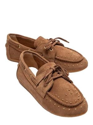 FOREVER & ALWAYS SHOES Cuesta Leather Lace Up Loafer - Cognac Suede