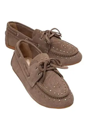 FOREVER & ALWAYS SHOES Cuesta Leather Lace Up Loafer Mink Suede