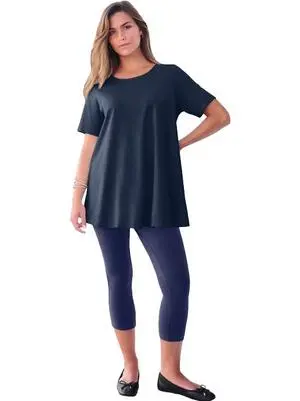 ROAMAN'S Ultimate Cotton Crewneck Short Sleeve Swing Tee - Navy