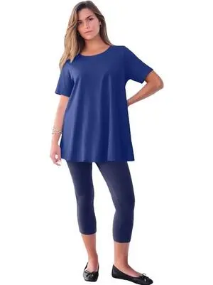 ROAMAN'S Ultimate Cotton Crewneck Short Sleeve Swing Tee - Ultra Blue