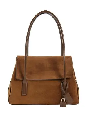 TOM FORD Medium Eclipse Suede Shoulder Bag - Whisky