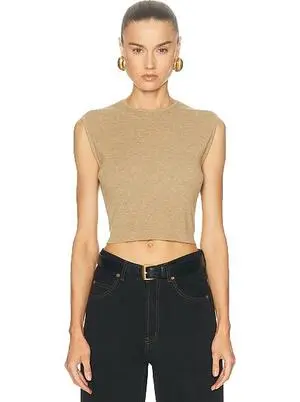 Fear Of God Signature Rib Knit Cropped Top - Dune