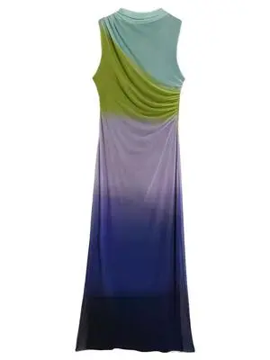 Desigual Ombré-effect Ruched Dress - Blue
