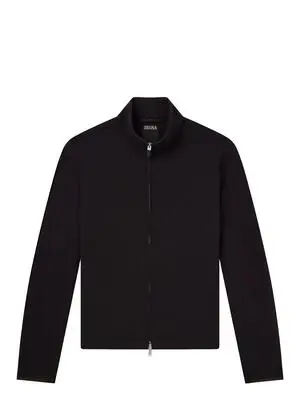 Zegna Honeycomb-knit Cotton, Wool And Silk-blend Zip-up Sweater - Brown