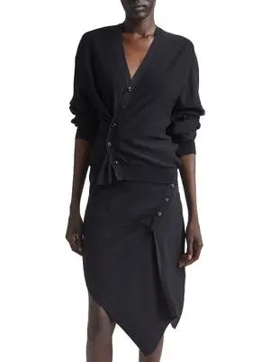 LEMAIRE Twisted Merino Wool Blend Cardigan - Black