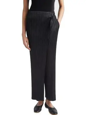 Issey Miyake Facade Pleated Wrap Skirt - Black