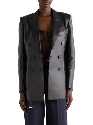 Givenchy Double-breasted Leather Jacket - Black