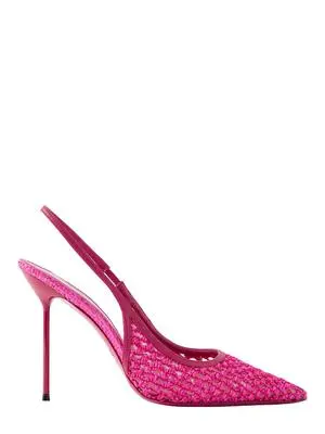 Paris Texas Lidia 105 Straw Slingback Pumps - Pink