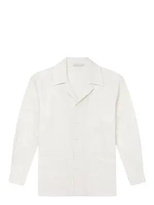SAMAN AMEL Camp-collar Silk-gauze Shirt - Neutrals