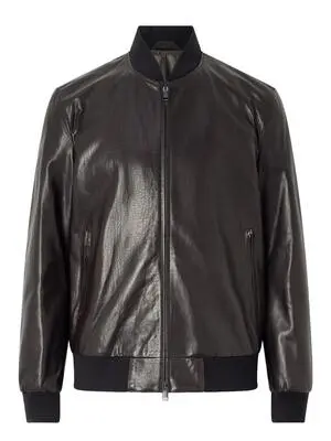 BRIONI Leather Bomber Jacket