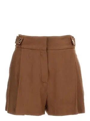 Elisabetta Franchi Linen-Blend Shorts Marrone