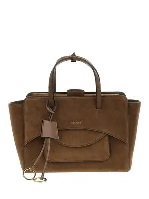 HIDESINS Flap Crossbody Bag M In Suede Leather - Brown