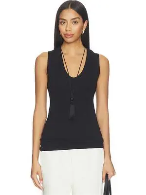 Enza Costa Textured Rib Sleeveless Top - Black