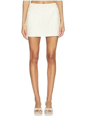 THE SEI Mini Skirt With Belt Loops - Cream Stripe