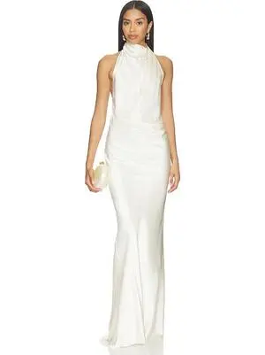 The Sei Asymmetrical Drape Gown With Tie - Cocoa | Editorialist