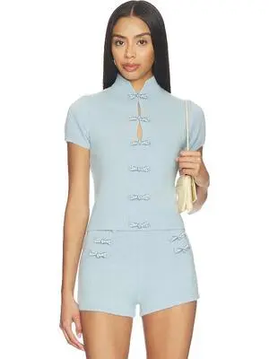 SAU LEE Mountain Cashmere Top - Blue Ash