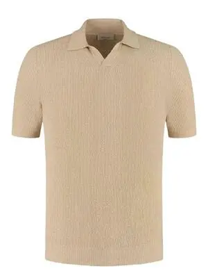GRAN SASSO V-neck Ribbed Polo Shirt - Neutrals