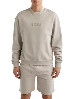 BOSS Cotton French Terry Crewneck Sweatshirt - Open Grey