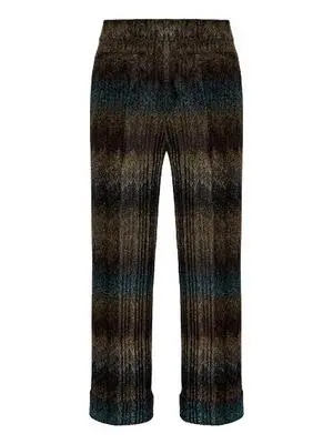 Missoni Flared Trousers In Viscose Lamé Snake Motif - Green& Brown