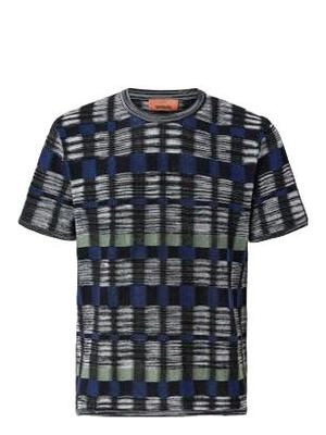 Missoni Crew-neck Cotton And Viscose T-shirt With Check Pattern - Multicoloured