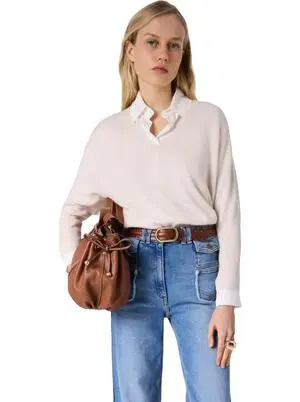 Gerard Darel Lenae V-neck Cashmere Jumper - Ecru