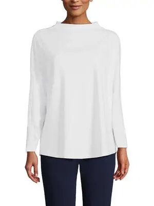 LANDS' END Long Sleeve Sport Knit Funnel Neck Top