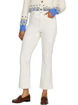 LANDS' END High Rise Corduroy Kick Crop Pants - Ivory
