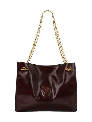 Versace Leather Shoulder Bag - Moka/gold