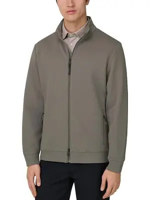 Boggi Milano Scuba Pique Zip Front Sweatshirt - Mud